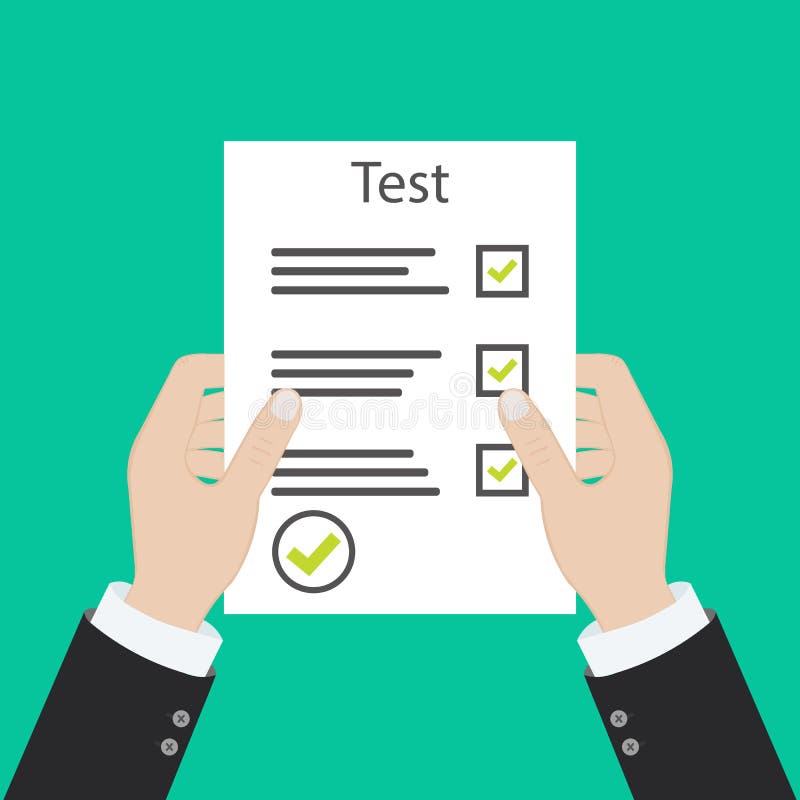 Hands of Man with Clock and Pencil, Concept Test at Time. Vector ...