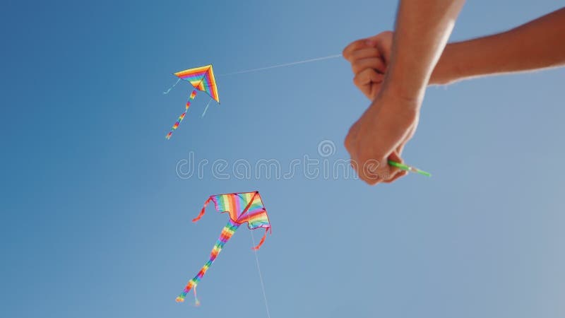 Hands of a Man Control a Kite. Precise Control Concept Stock Footage ...