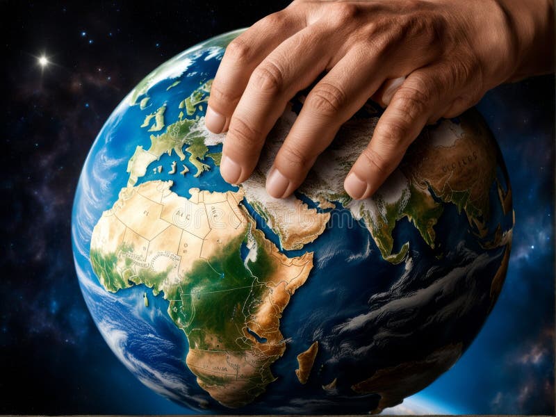 Hands of Man with Earth Globe . Stock Illustration - Illustration of ...