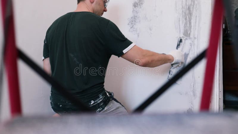Hands Man Plasterer Construction Worker at Work with Trowel, Plastering ...
