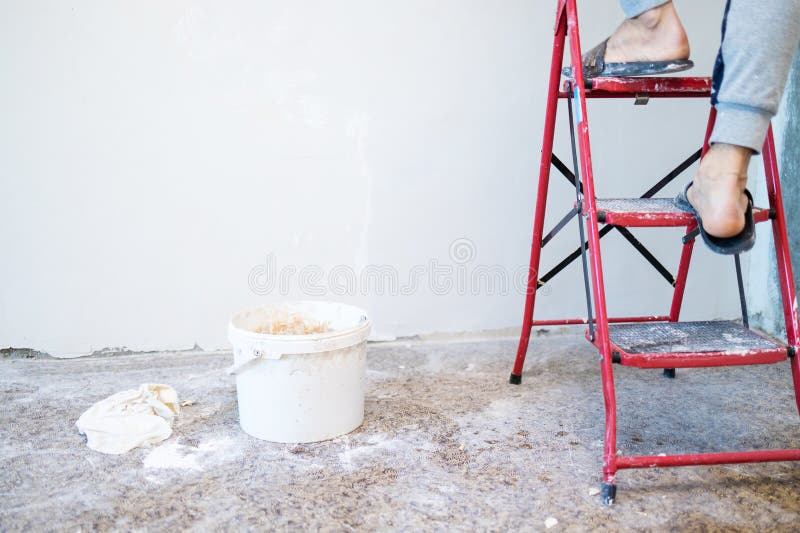 Hands Man Plasterer Construction Worker at Work with Trowel, Plastering ...
