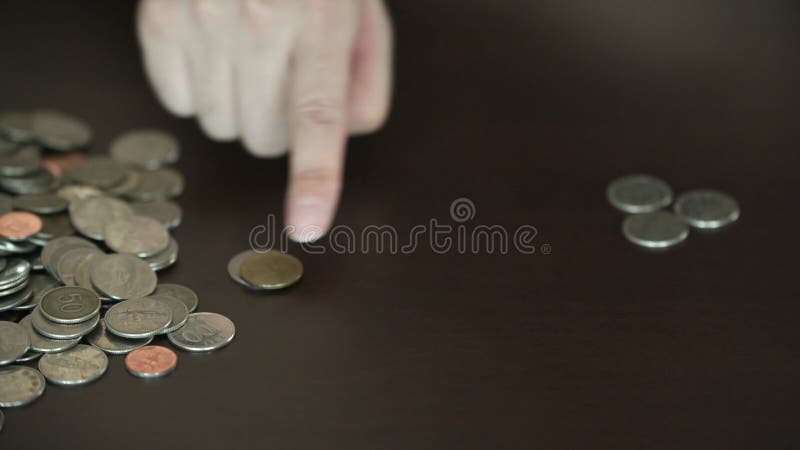 The Hands of a Man Sorting Stacked Coins Stock Footage - Video of hands ...