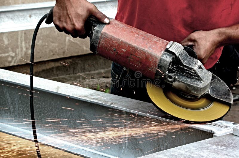 Hands of a Man Working with a Grinder Stock Photo - Image of speed ...