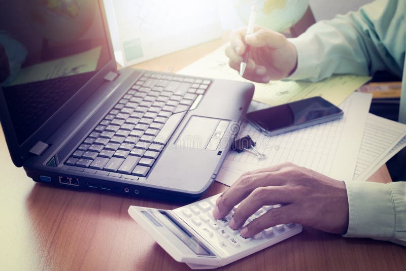 Hands of a Man Working on Office Desk in Shinning Light Stock Photo ...