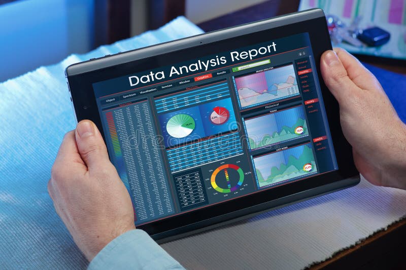 Hands of Man Working with Tablet Computer in Home Stock Image - Image ...