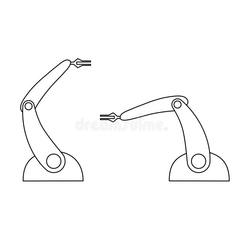 The Hands of Manipulators of the Robot from Black Contour Curves Lines ...