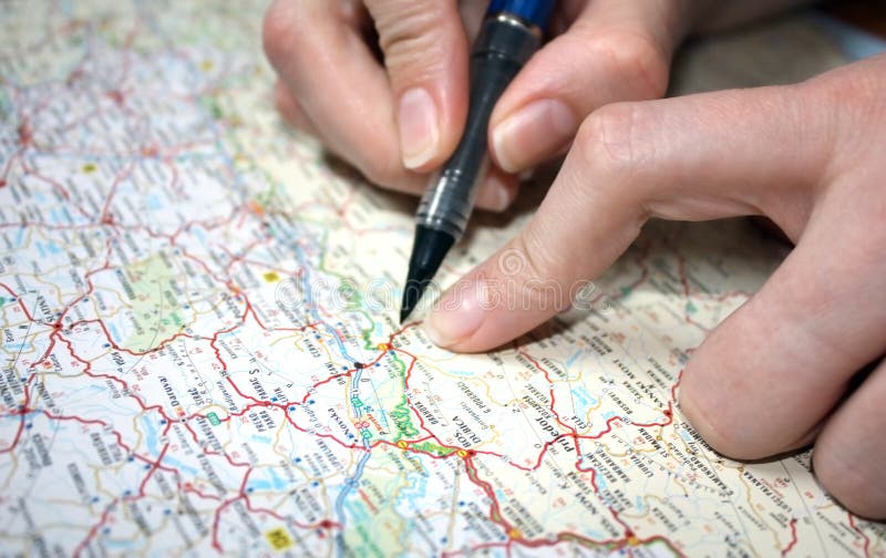 Hands on a map stock image. Image of finger, isolated - 13823887