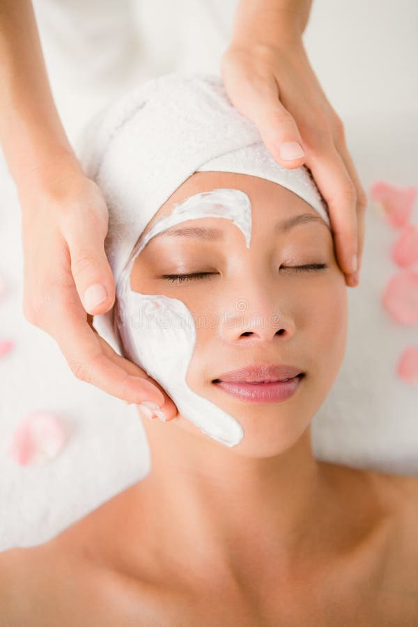 Hands Massaging Womans Face at Beauty Spa Stock Image - Image of ...