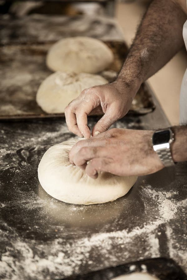 Hands of the Master Baker in Bread Production Stock Image - Image of ...
