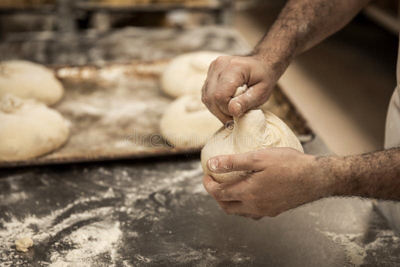 Hands of the Master Baker in Bread Production Stock Photo - Image of ...