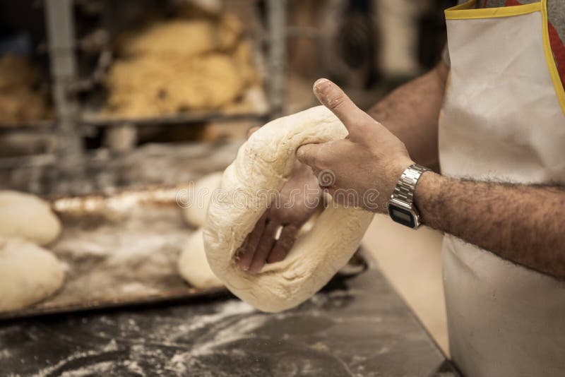 Hands of the Master Baker in Bread Production Stock Photo - Image of ...