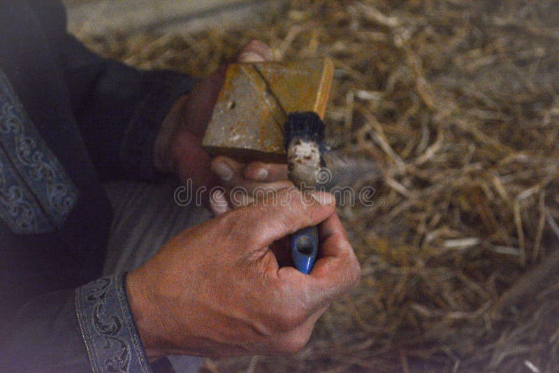Hands of a Master Mason at a Medieval Festival in Portugal, Working ...