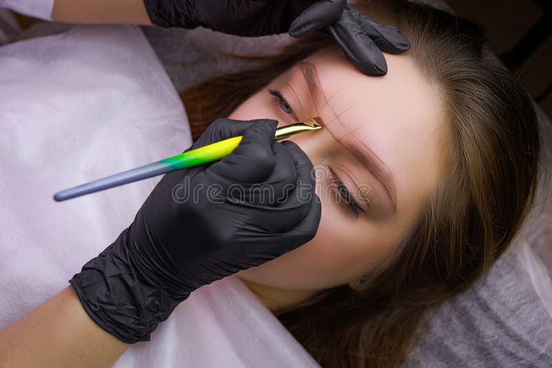PMU Procedure, Permanent Eyebrow Makeup. Stock Photo - Image of face ...