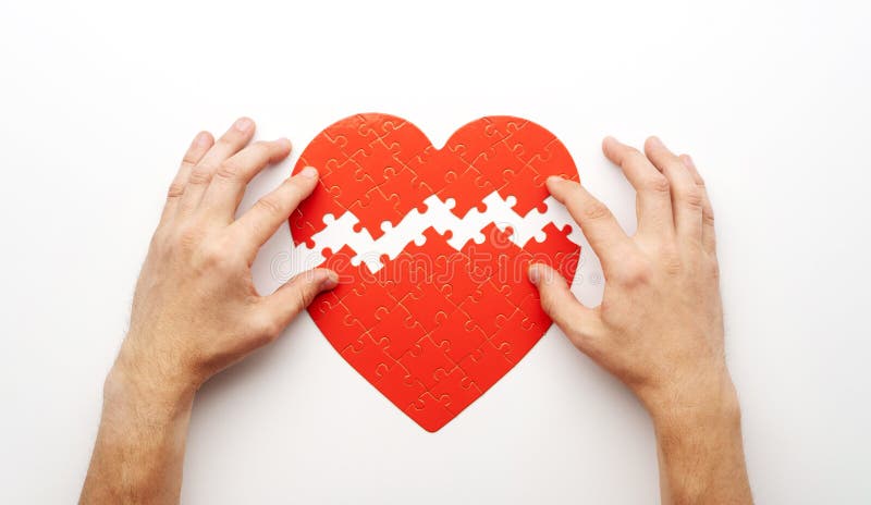 Hands Matching Pieces of Puzzle Heart Stock Photo - Image of coronary ...