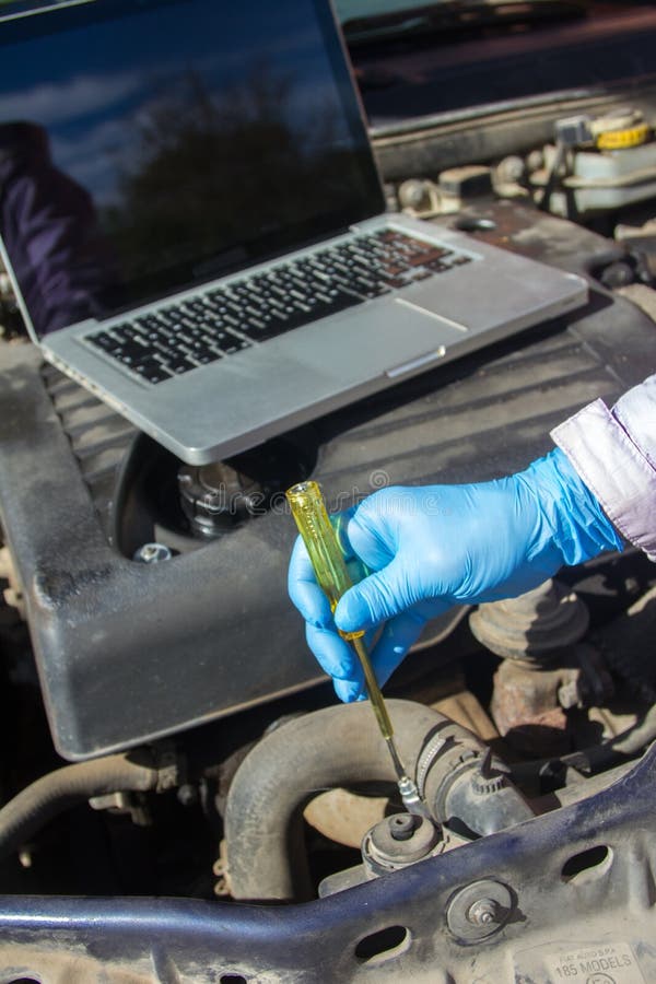 Hands of a Mechanic Who is Preparing To Change Oil and Fill the Engine ...