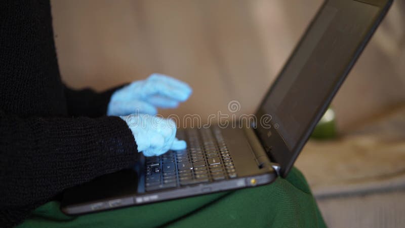 Hands in Medical Gloves are Typing on a Computer Keyboard Stock Video ...