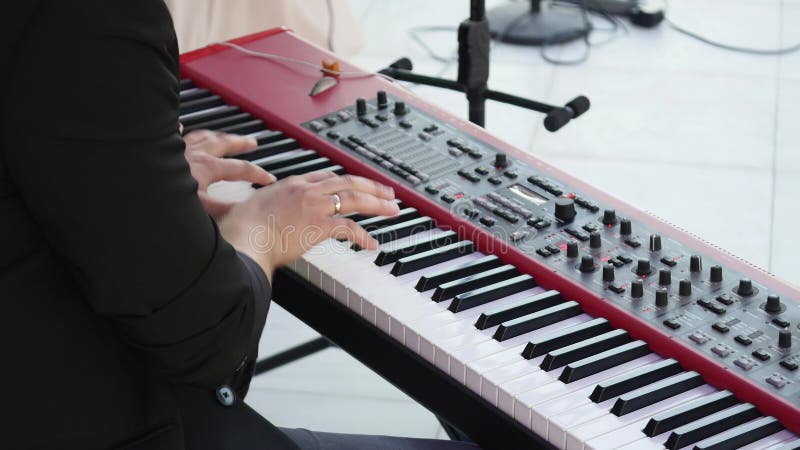 Hands of Men Play on the Synth Stock Image - Image of knob, musician ...