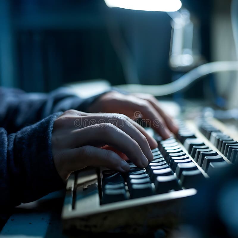 Hands of Men Typing on Computer Keyboard Stock Illustration ...