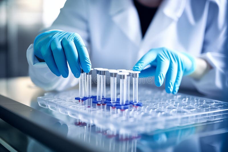 Hands of Microbiologist Pipetting Samples into Test Tubes. Generative ...