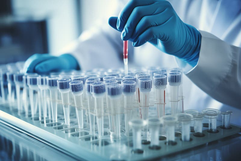 Hands of Microbiologist Pipetting Samples into Test Tubes. Generative ...