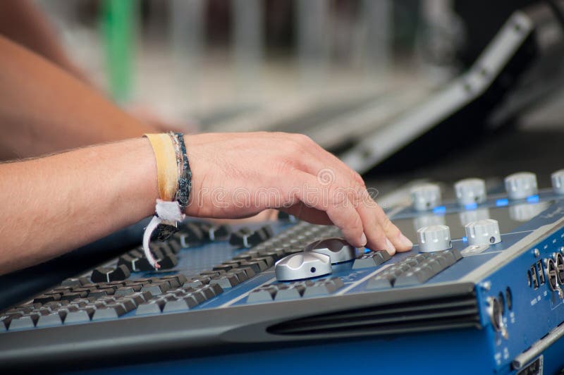 Hands of Mixer at Concert in Outdoor Stock Image - Image of digital ...