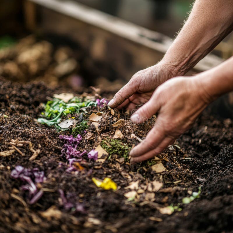 Hands Mixing Compost with Organic Material Stock Illustration ...