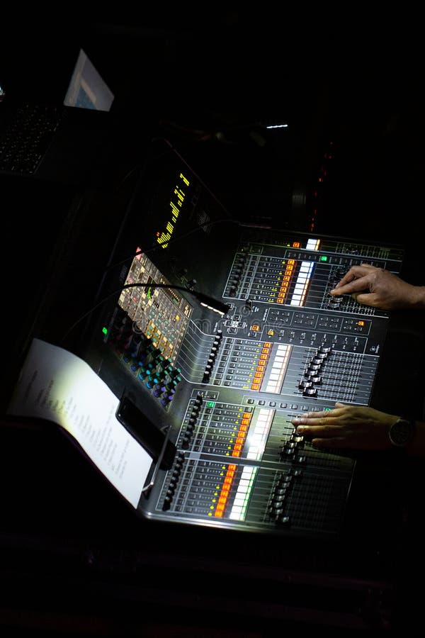 Hands on Mixing Console in Music Recording Studio Stock Image - Image ...