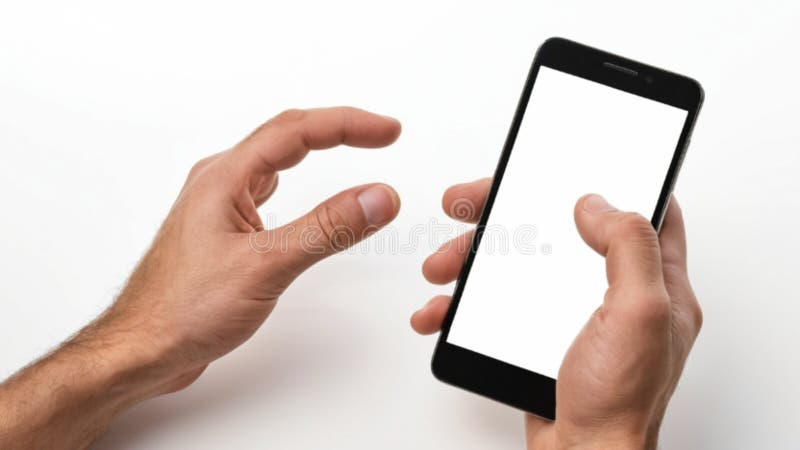 Hands Mobile Cel Phone. a Mans Hand Using a Touchscreen Call Phone with ...