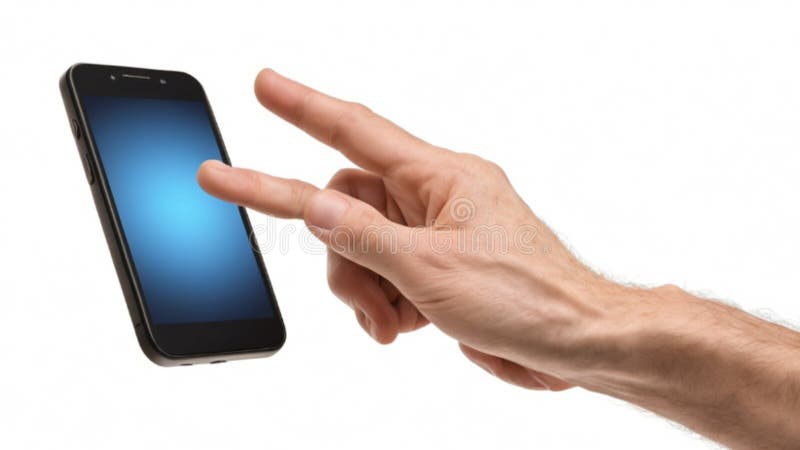 Hands Mobile Cel Phone. a Mans Hand Using a Touchscreen Call Phone with ...