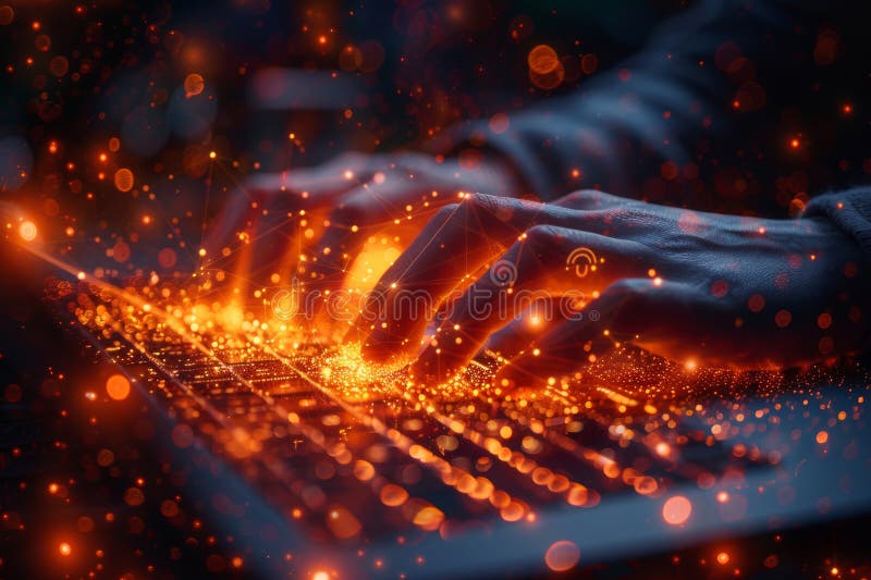 Hands on Mobile and Laptop with Glowing Wifi Icon, Login Screen for ...