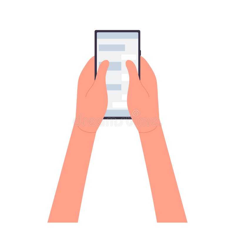 Hands with Mobile Phone Chatting Stock Illustration - Illustration of ...