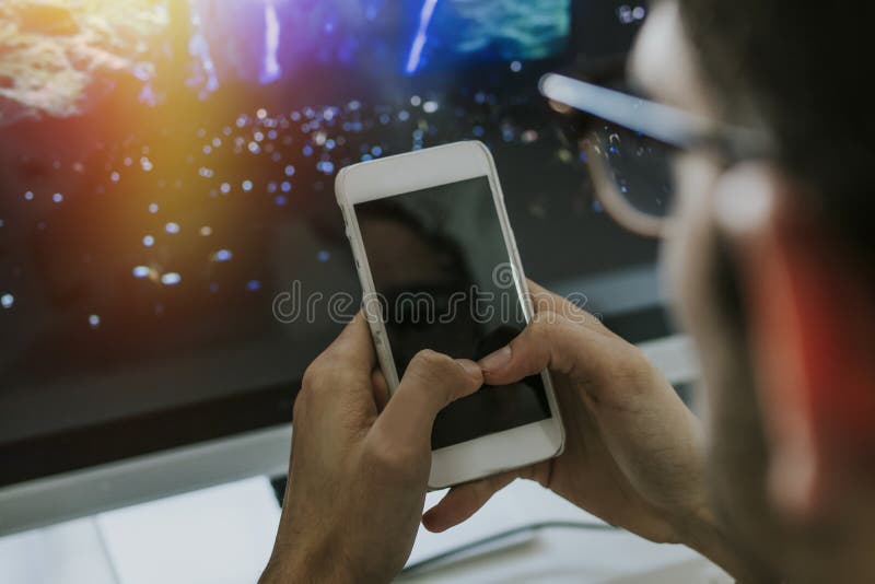 Hands with the Mobile Phone on the Desktop Stock Photo - Image of ...