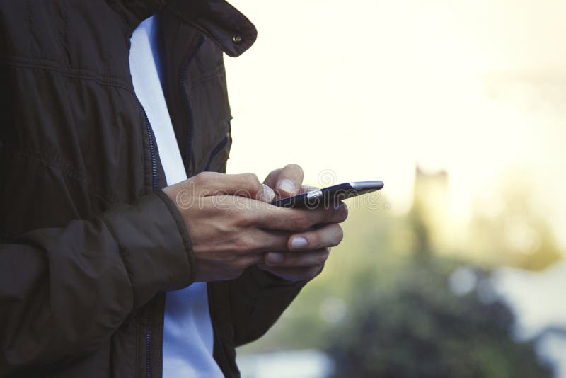 Hands with mobile phone stock photo. Image of connectivity - 106963228