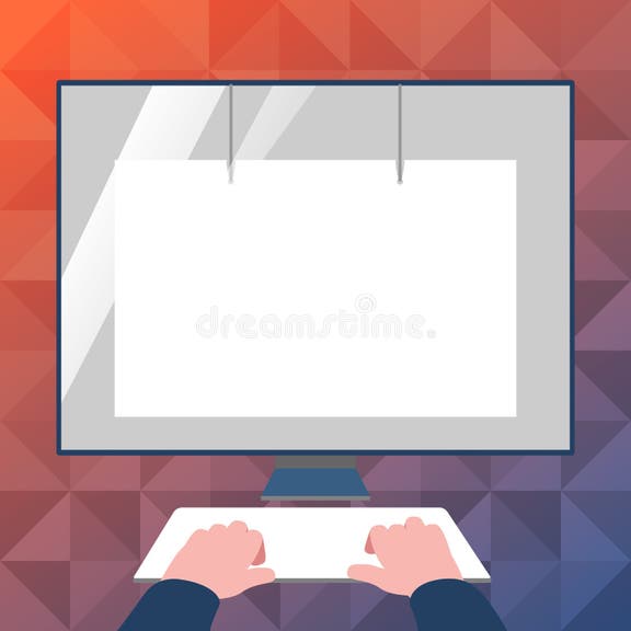 Hands on Mock Up Keyboard Facing Blank White Monitor with Eye Screen ...