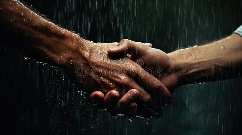 Hands Moistened with Rain Create a Warm Hug Stock Illustration ...