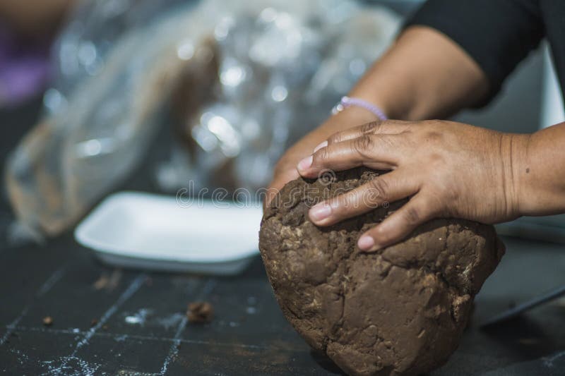 Hands Molding Clay in a Clay Workshop To Teach People How To Mold the ...