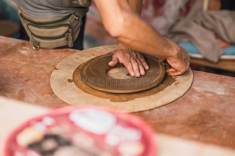 Hands Molding Clay in a Clay Workshop To Teach People How To Mold the ...