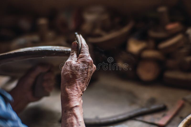 Hands Molding Clay in a Clay Workshop To Teach People How To Mold the ...