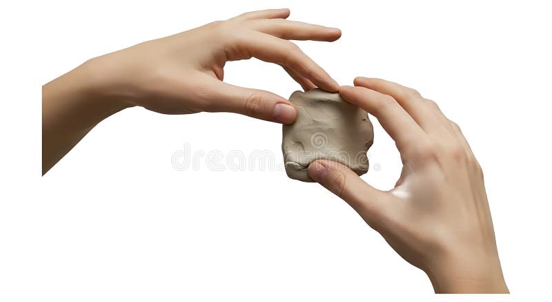 Stylized Hands Molding Soft Modeling Clay, Isolated on White Background ...