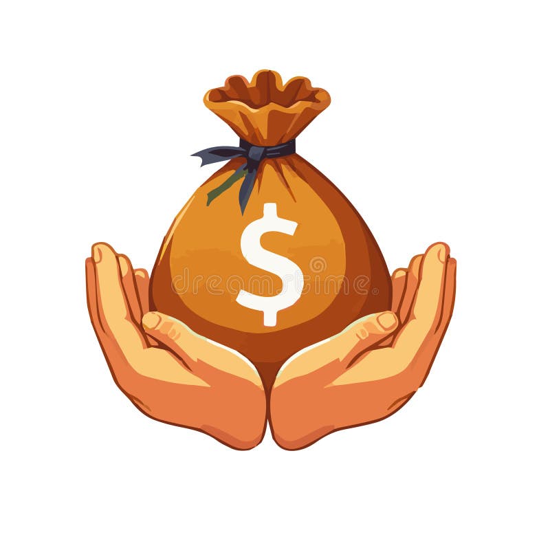Hands with Money Bag Cash Vector Isolated on White Stock Vector ...