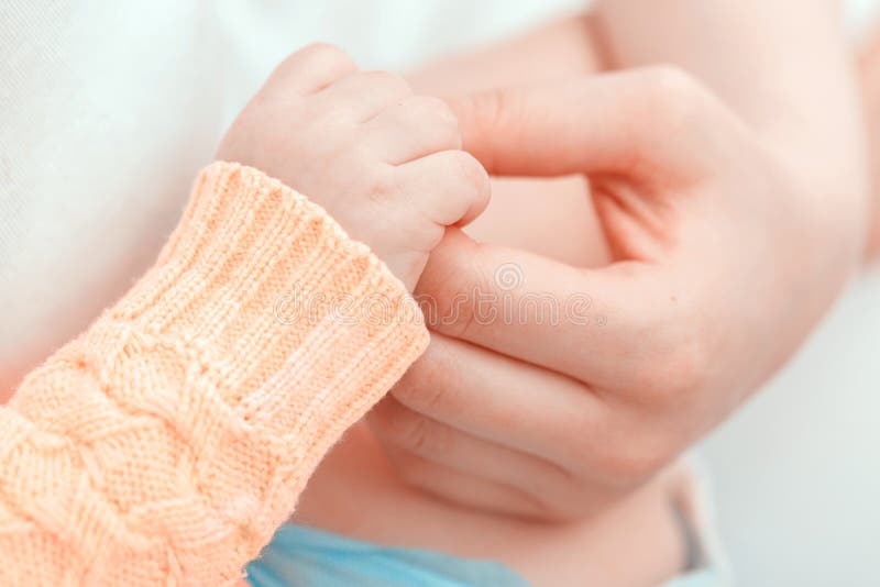 Hands of Mother and Her Baby Stock Photo - Image of parenthood, closeup ...