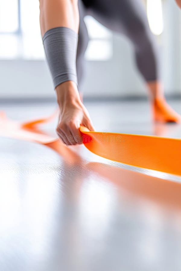Hands in Motion Pulling a Resistance Band Against the Backdrop of a ...