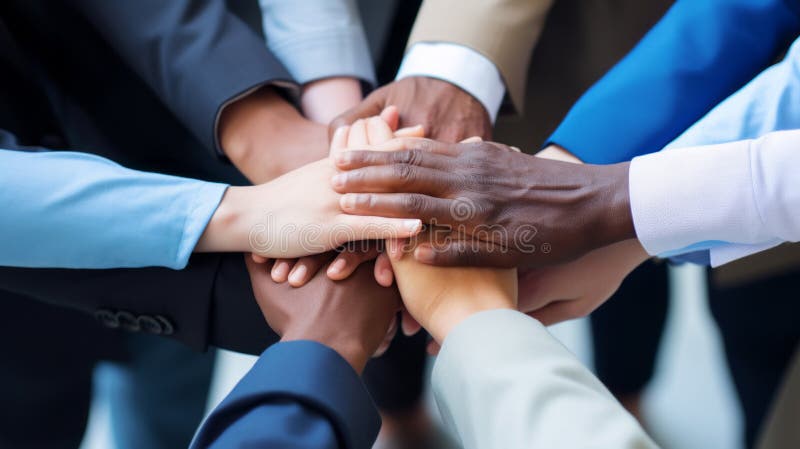 Hands of Multinational Businessmen. Corporate Spirit and Teamwork ...