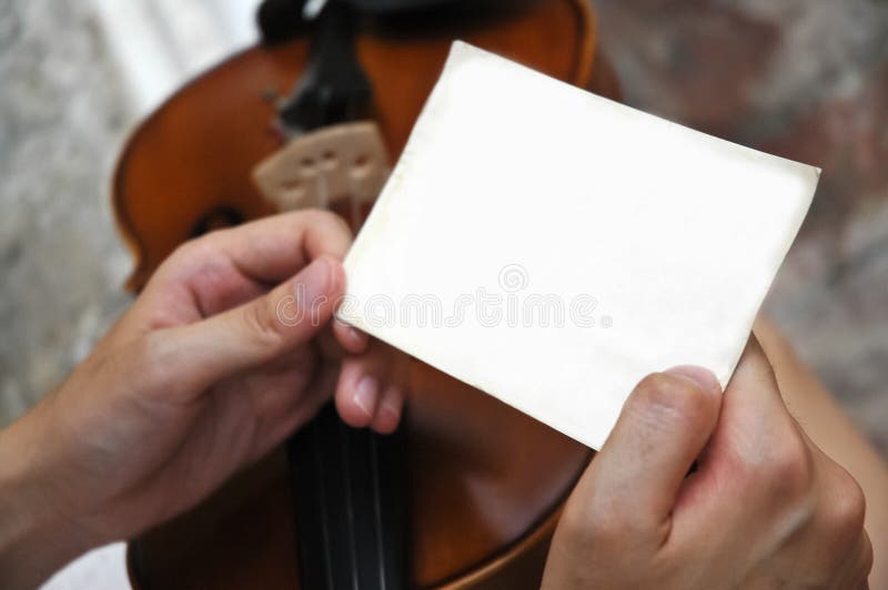 Hands of Musician Holding White Blank Note Stock Photo - Image of male ...