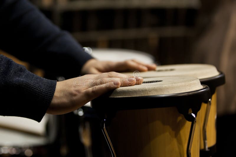 Hands Musician Playing the Bongos Stock Image - Image of finger ...