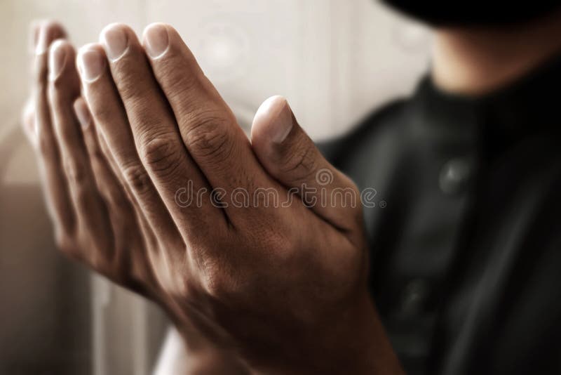 Hands of muslim man pray stock photo. Image of adult - 215199570