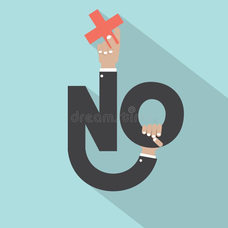 Hands with Negative Sign Typography Design Stock Vector - Illustration ...