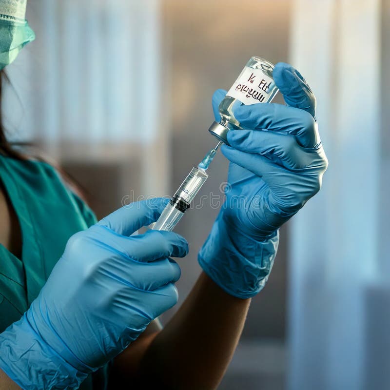 Hands of a Nurse Loading a Syringe AI Generated Stock Illustration ...