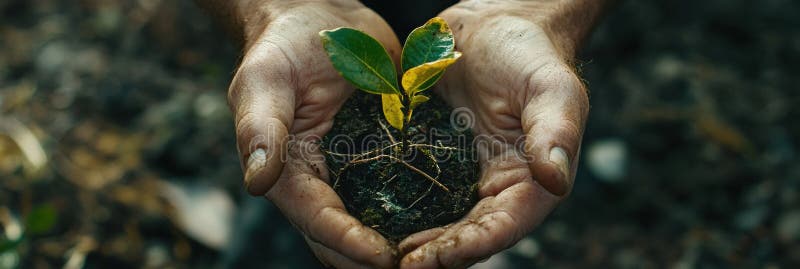 Hands Nurture a Tiny Growing Tree Symbolizing Care and Hope for a ...