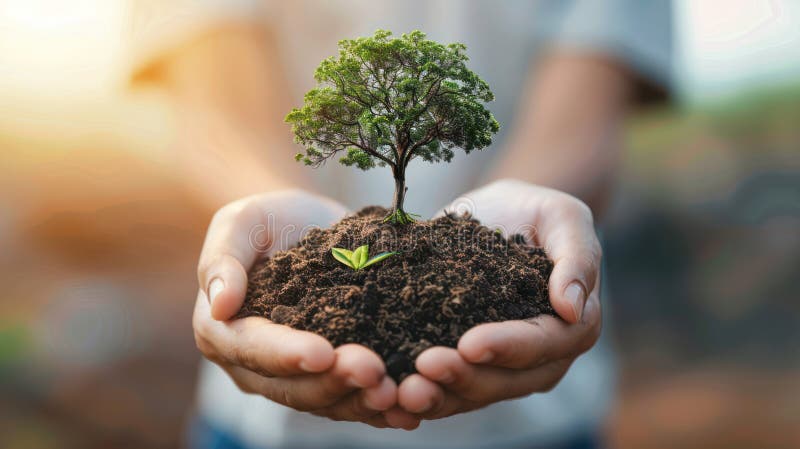 Hands Nurturing Growth: a Conceptual Image of a Flourishing Tree from ...